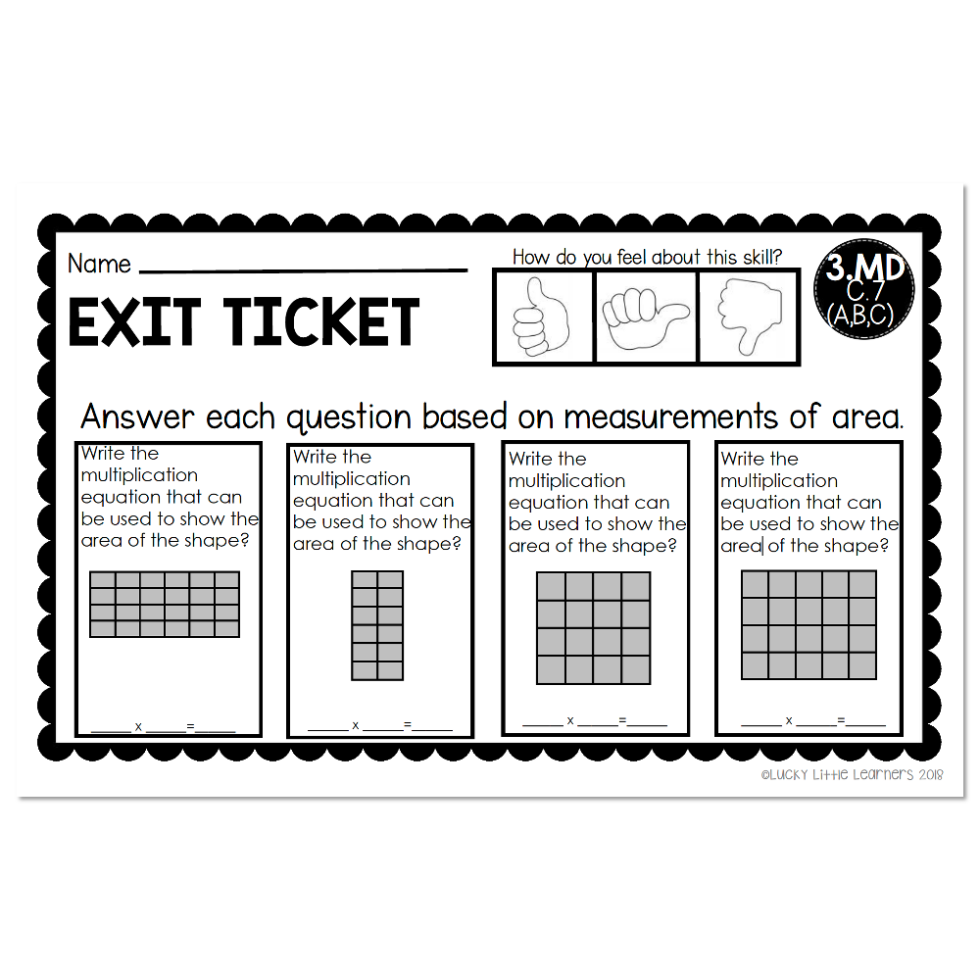 3rd Grade Exit Tickets - Measurement & Data - 3.MD C.7 (A,B,C ...