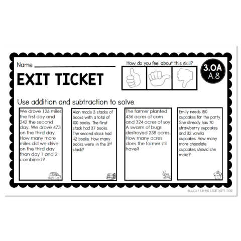 3rd Grade Exit Tickets - Operations & Algebraic Thinking - 3.OA A.8 ...