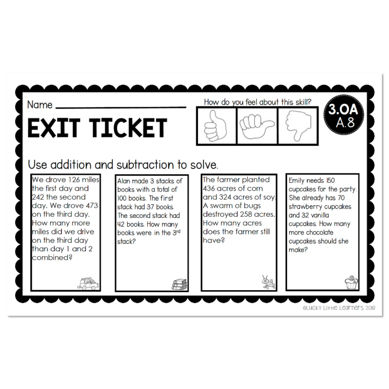 3rd Grade Exit Tickets - Operations & Algebraic Thinking - 3.OA A.8 ...