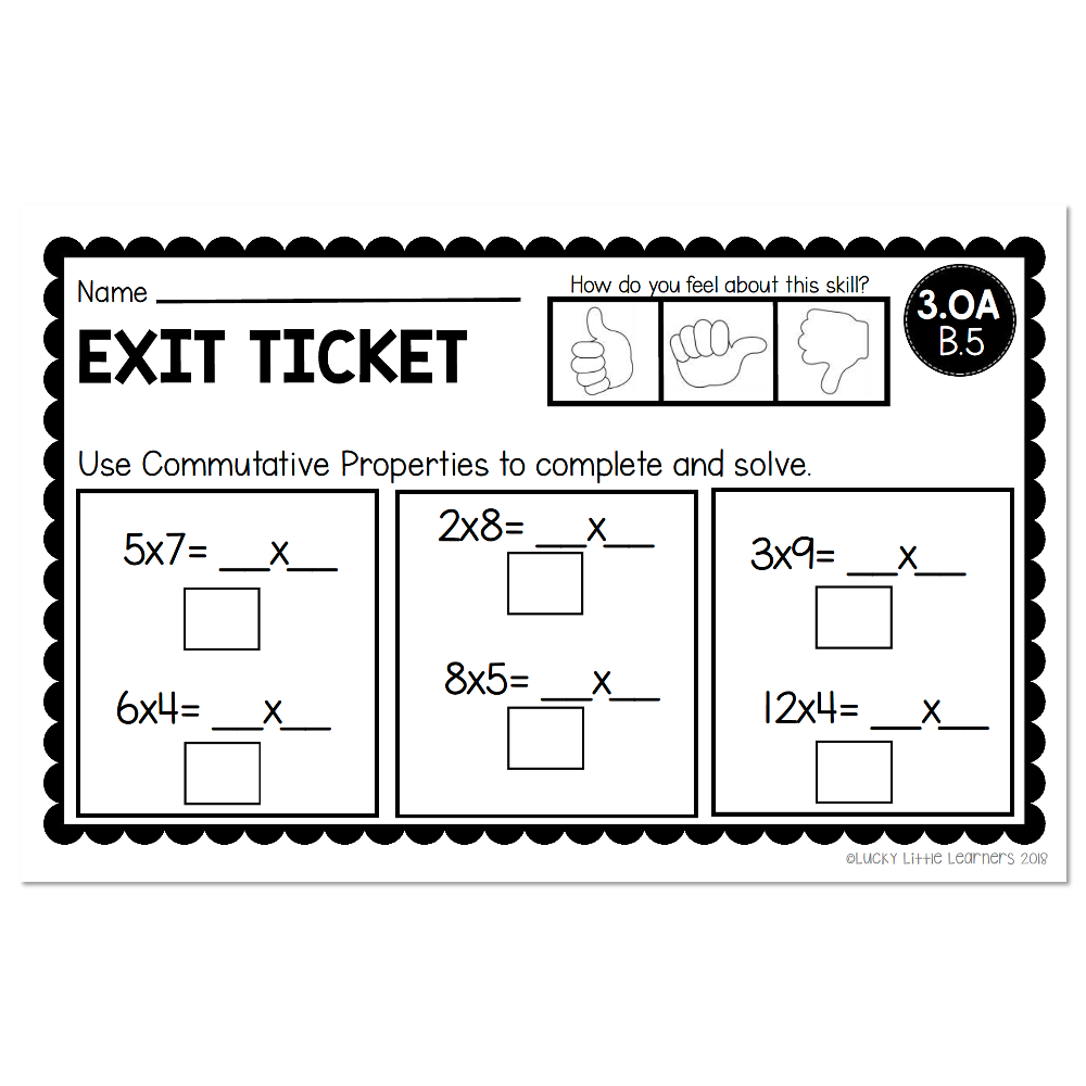 3rd Grade Exit Tickets - Operations & Algebraic Thinking - 3.OA B.5 ...