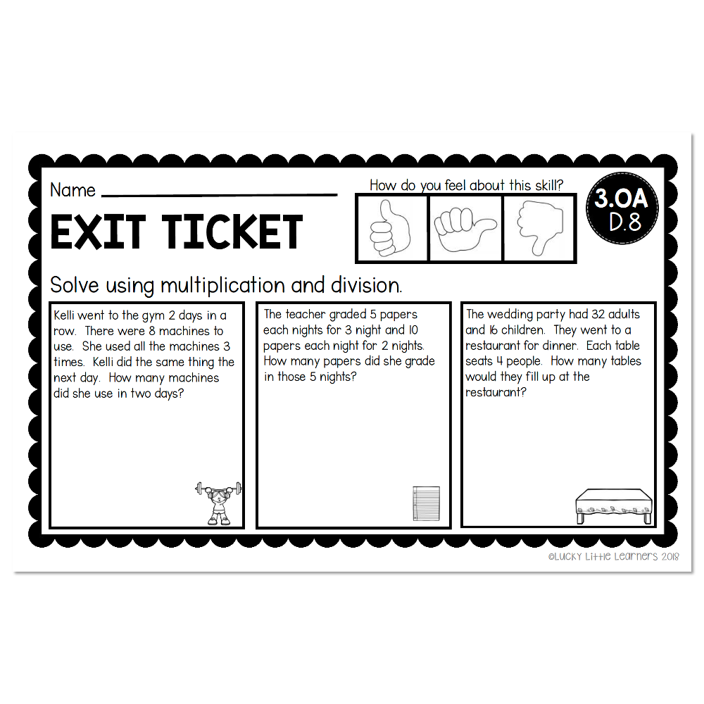 3rd Grade Exit Tickets - Operations & Algebraic Thinking - 3.OA D.8 ...