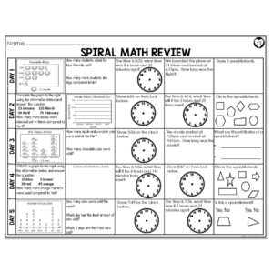 3rd Grade Spiral Math - Week 22 - At - Lucky Little Learners