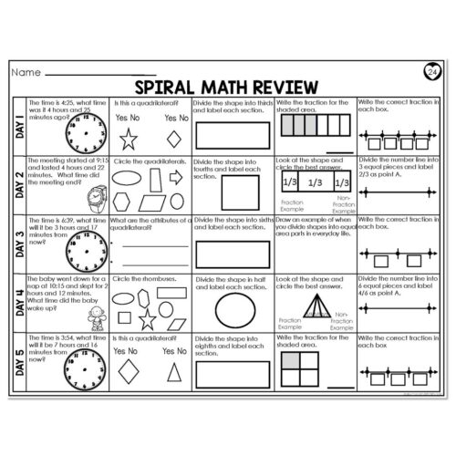 3rd Grade Spiral Math - Week 24 - At - Lucky Little Learners