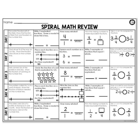 3rd Grade Spiral Math - Week 28 - Above - Lucky Little Learners