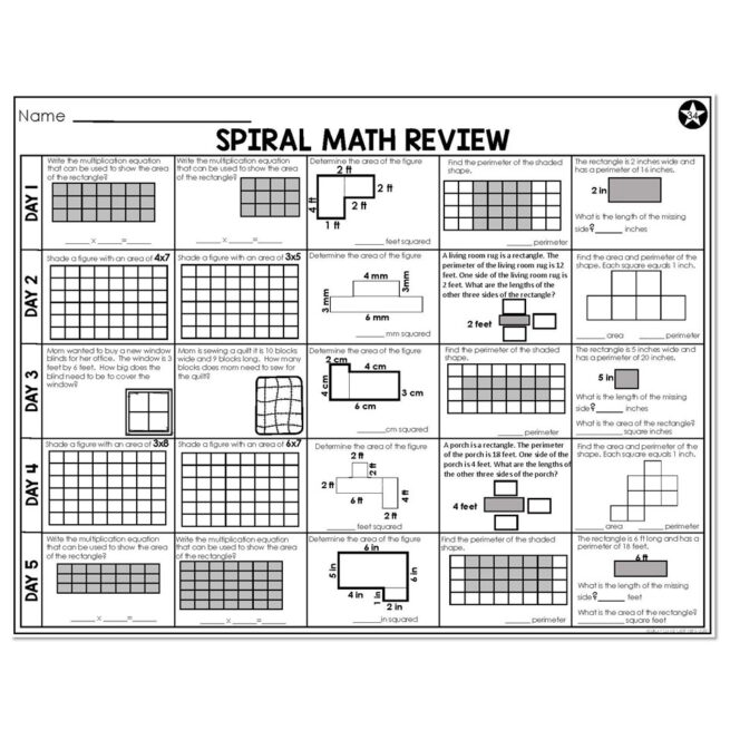 3rd Grade Spiral Math - Week 34 - Below - Lucky Little Learners