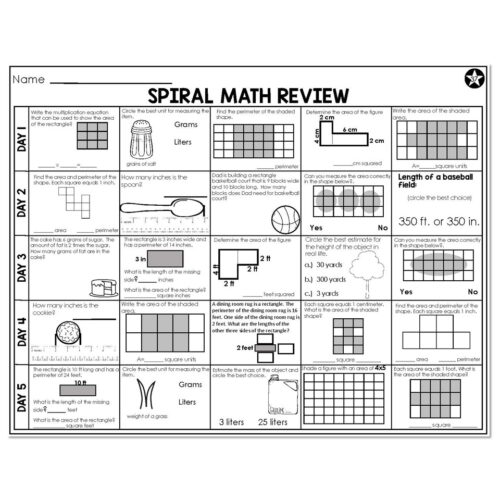 3rd Grade Spiral Math - Week 37 - Below - Lucky Little Learners