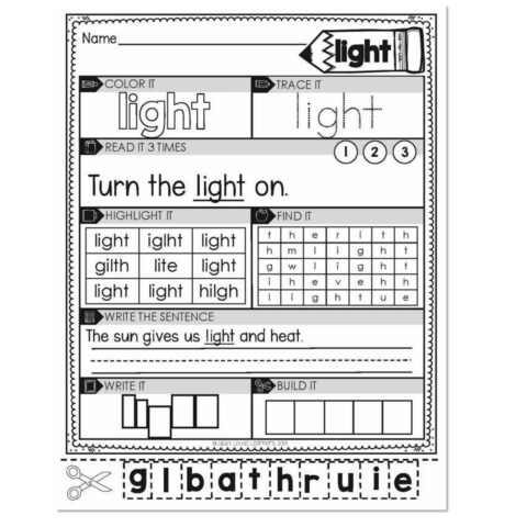 3rd Grade Sight Word Worksheets - Light - Lucky Little Learners