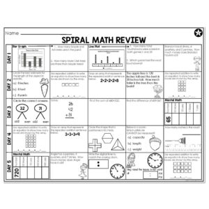 3rd Grade Spiral Math - Week 2 - Below - Lucky Little Learners