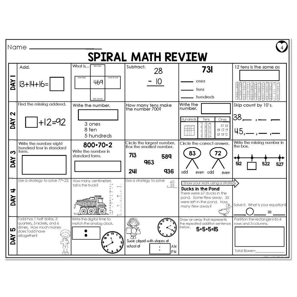 3rd Grade Spiral Math Week 4 At Lucky Little Learners