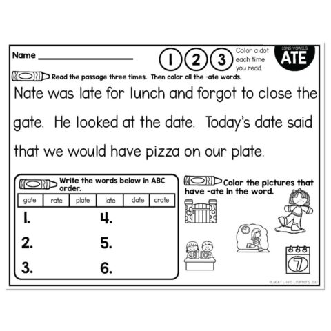 ATE - Long Vowel Phonics Mats 1st Grade - Lucky Little Learners