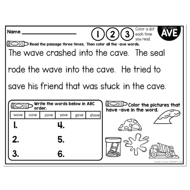 AVE - Long Vowel Phonics Mats 1st Grade - Lucky Little Learners