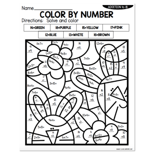 Addition to 18 Spring Color by Number - Bunnies and Flowers - Lucky ...