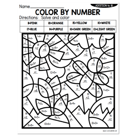Addition to 18 Spring Color by Number - Sun and Flowers - Lucky Little ...