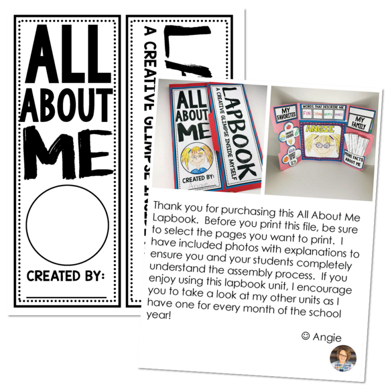 All About Me Lapbook - Back to School - Lucky Little Learners