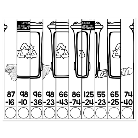 April Student Scrambled Math Puzzle - Let's Recycle - 2-Digit ...
