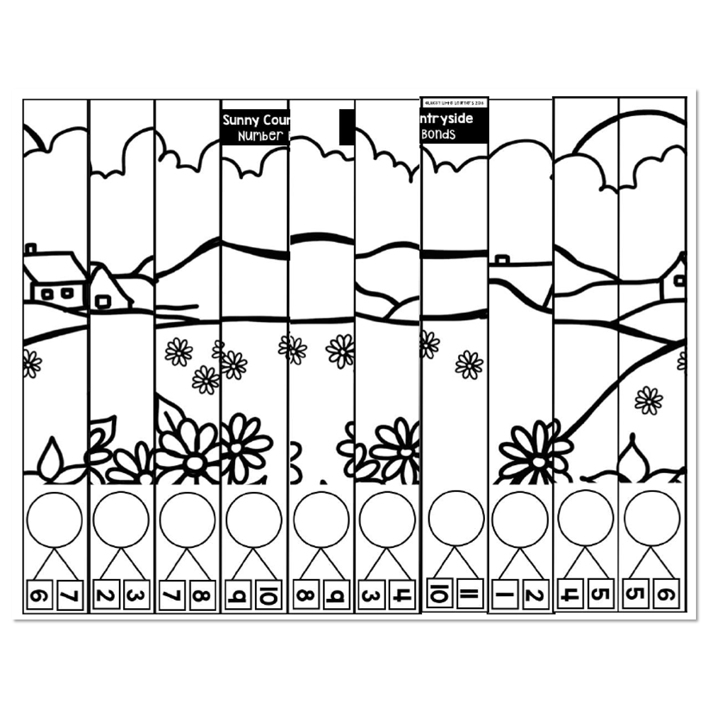 April Student Scrambled Math Puzzle - Sunny Countryside - Number Bonds ...
