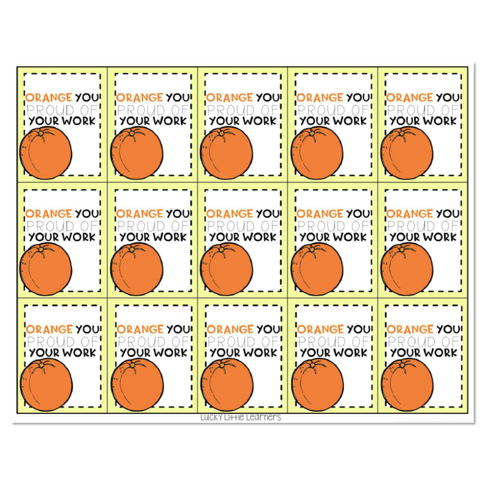Brag Tags - Food Puns - Orange You Proud of Your Work - Lucky Little ...