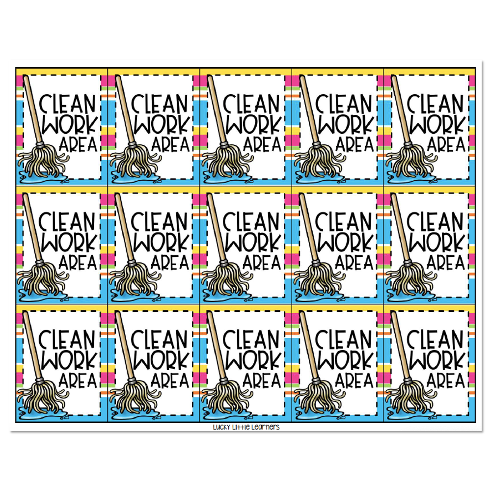 Brag Tags - Motivation - Clean Work Area - Lucky Little Learners