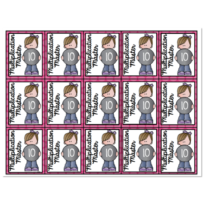 Brag Tags - Multiplication - 10 - Lucky Little Learners