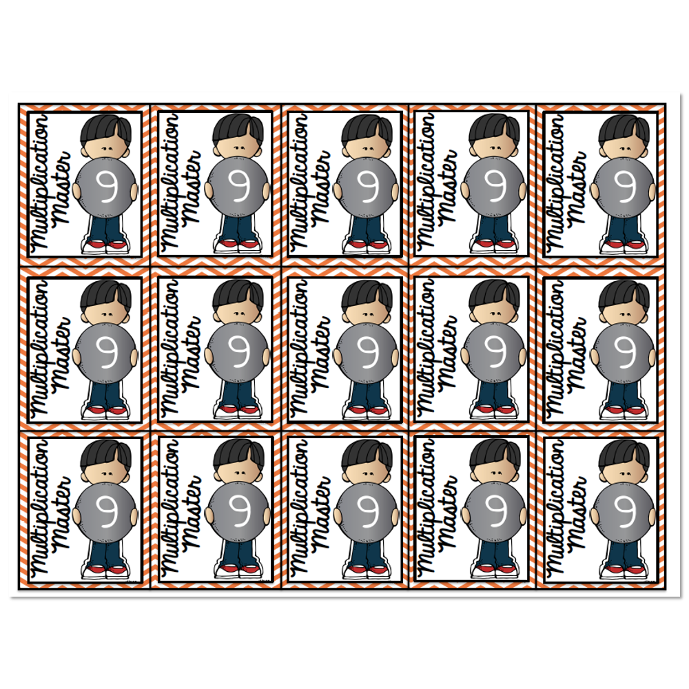 Brag Tags - Multiplication - 9 - Lucky Little Learners
