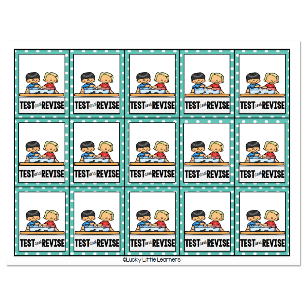 Brag Tags - STEM - Test and Revise - Lucky Little Learners