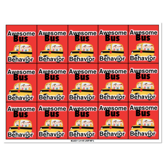 Brag Tags- Set 1 - Awesome Bus Behavior - Lucky Little Learners