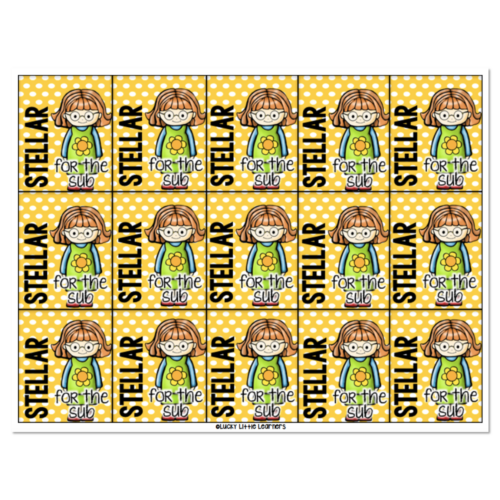 Brag Tags- Set 1 - Stellar for the Sub - Lucky Little Learners