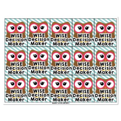 Brag Tags- Set 1 - Wise Decision Maker - Lucky Little Learners