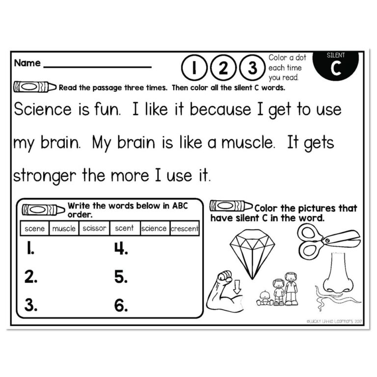 C - Silent Letters Phonics Mats 1st Grade - Lucky Little Learners