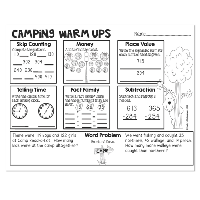 Camp Read a Lot - Camp Read a Lot - Math Warm-Ups 2nd grade - Lucky ...