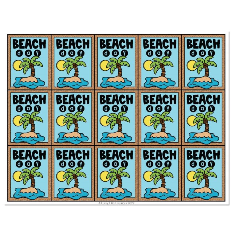 Classroom Transformation - Beach Day - Beach Day Brag Tags - Lucky ...