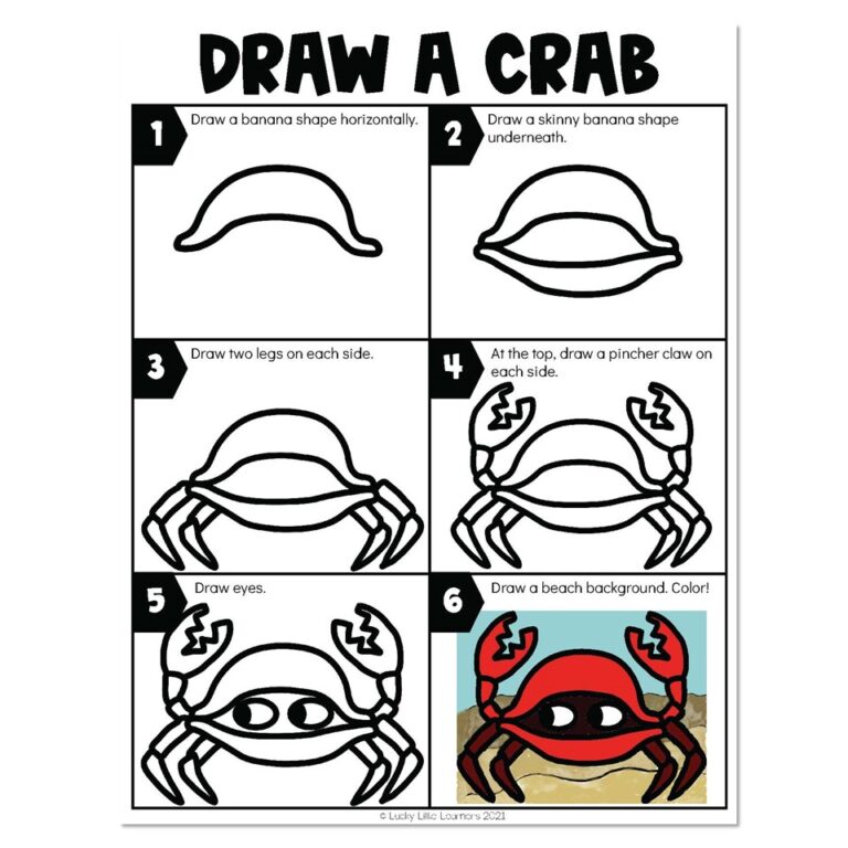 Classroom Transformation - Beach Day - Draw a Crab - Lucky Little Learners