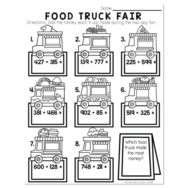Classroom Transformation - Restaurant Day - 3 Digit Addition - Food ...