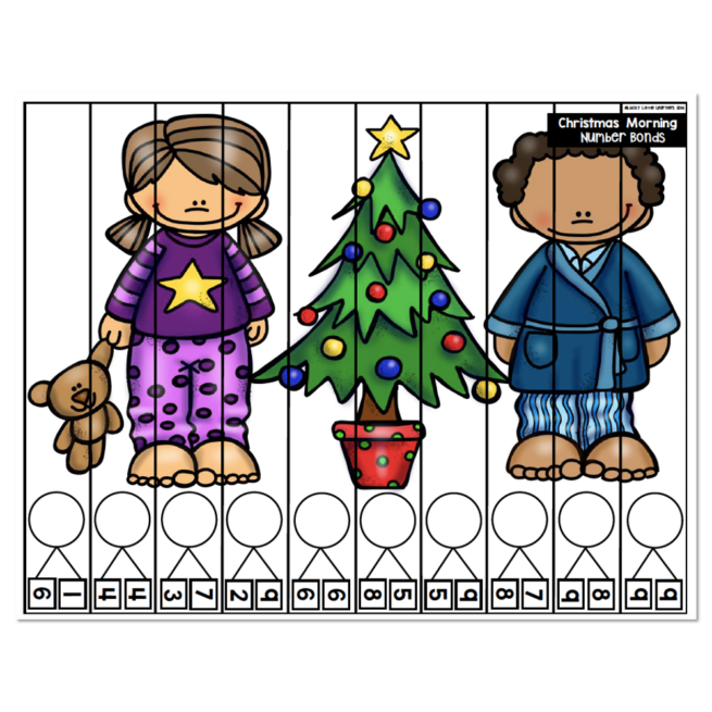 December Math Puzzle - Christmas Morning - Number Bonds - Lucky Little ...