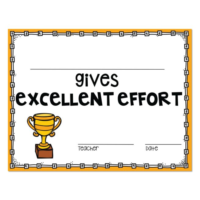 End of Year Awards - Excellent Effort - Lucky Little Learners