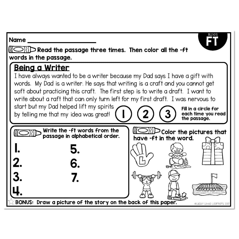 FT - Blends Phonics Mats 2nd Grade - Lucky Little Learners