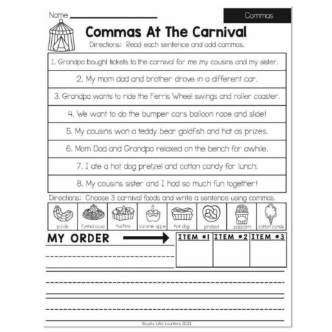 Fall - Early Finishers 2nd Grade - ELA - Commas - Commas at the ...