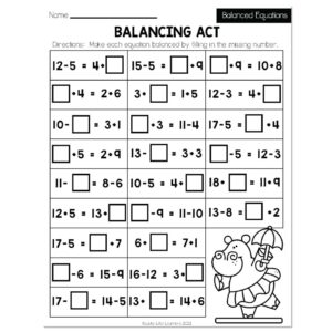 Fall - Early Finishers 2nd Grade - Math - Balanced Equations ...
