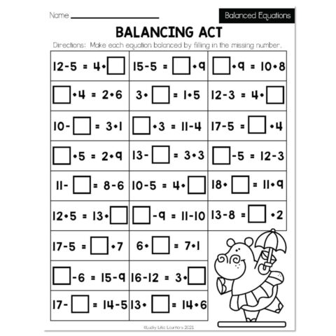 Fall - Early Finishers 2nd Grade - Math - Balanced Equations ...