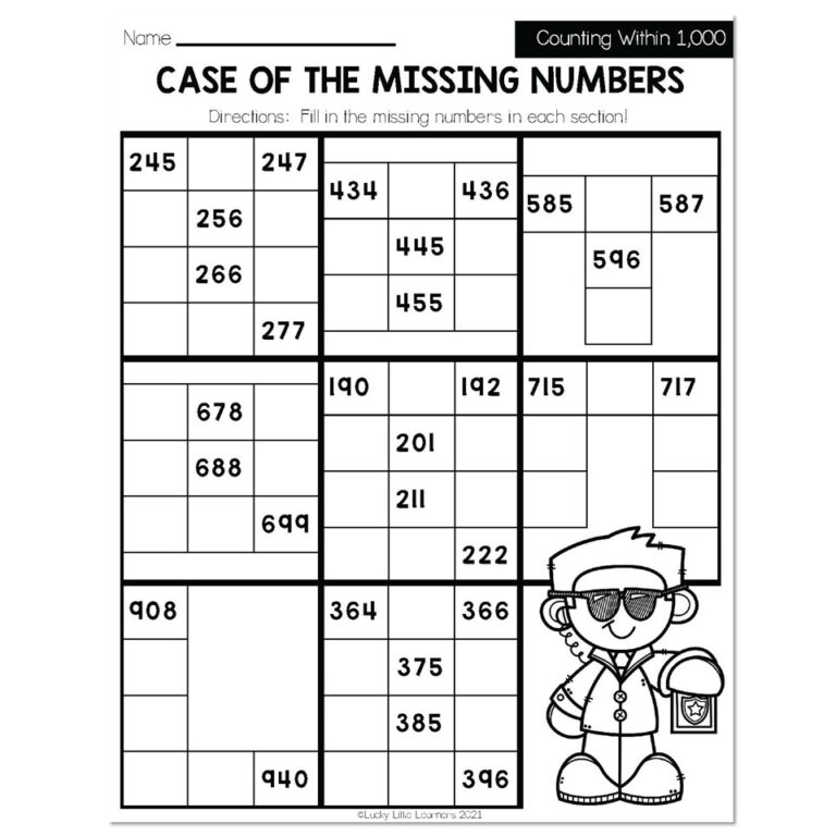 Fall - Early Finishers 2nd Grade - Math - Counting Within 1000 - Case ...