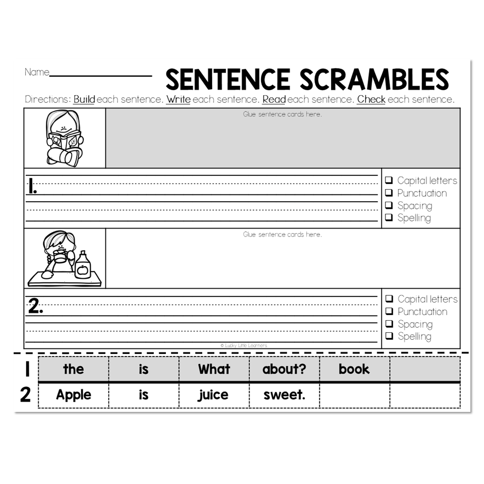 Fall Sentence Scrambles - Level 1 - Page 14 - Lucky Little Learners