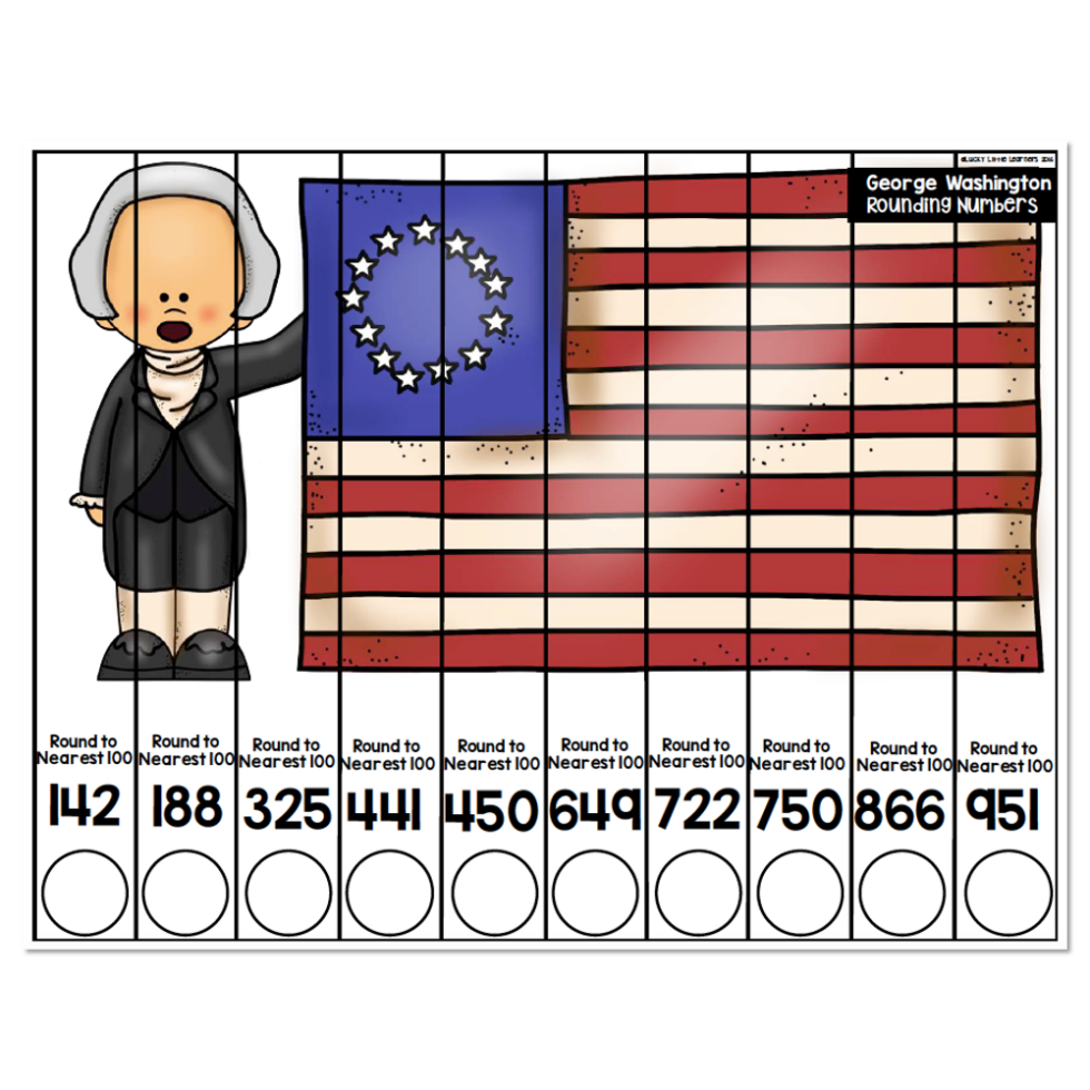 February Math Puzzle - George Washington - Rounding Numbers - Lucky ...