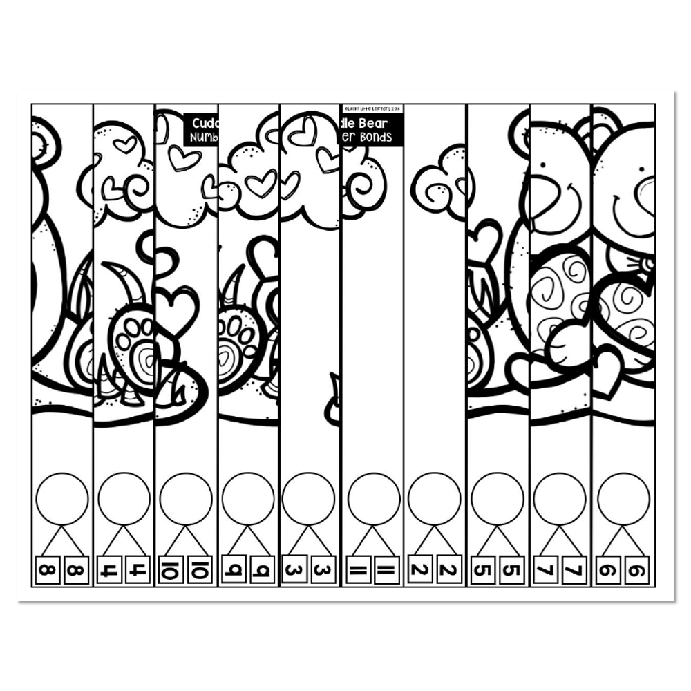 February Student Scrambled Math Puzzle - Cuddle Bear - Number Bonds ...