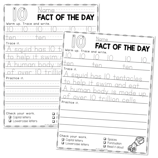 Fun Facts Handwriting Practice - 10 - Lucky Little Learners