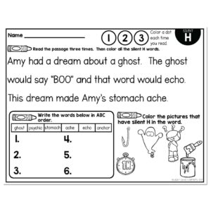 H - Silent Letters Phonics Mats 1st Grade - Lucky Little Learners