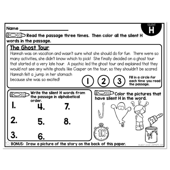 H - Silent Letters Phonics Mats 2nd Grade - Lucky Little Learners