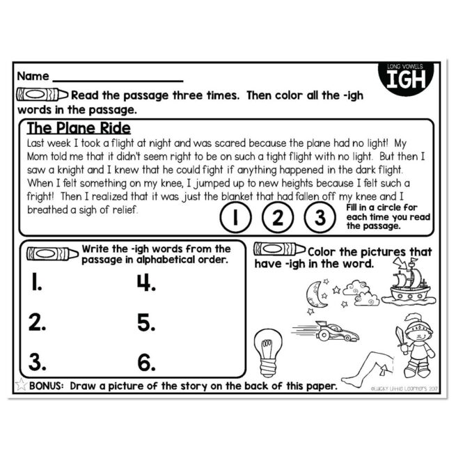 IGH - Long Vowels Phonics Mats 2nd Grade - Lucky Little Learners