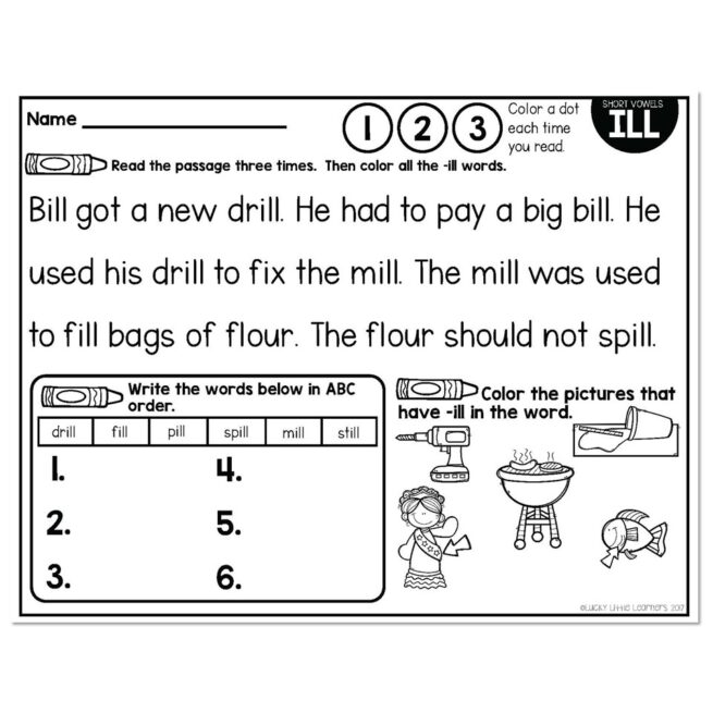 ILL - Short Vowel Phonics Mats 1st Grade - Lucky Little Learners