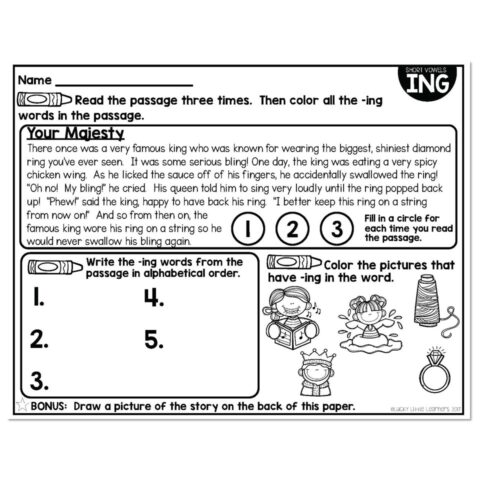 ING - Short Vowels Phonics Mats 2nd Grade - Lucky Little Learners