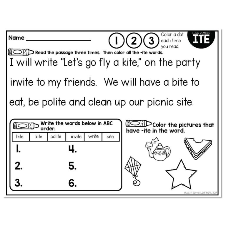 ITE - Long Vowel Phonics Mats 1st Grade - Lucky Little Learners